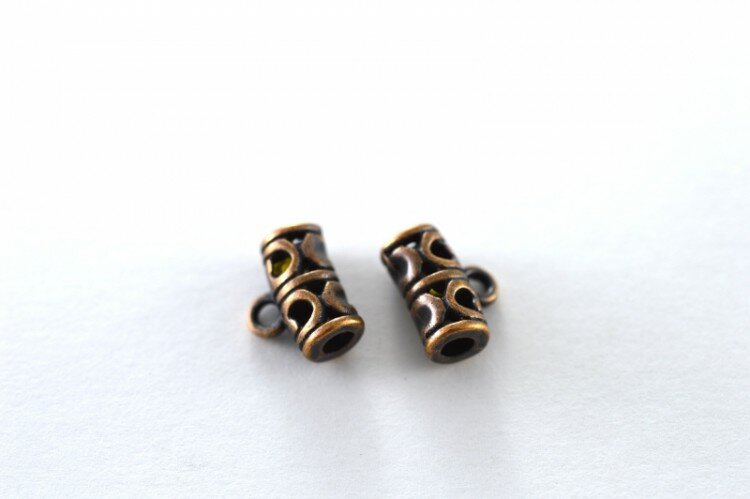 Держатель для кулонов 11х9х5,5мм, отверстие 4 и 2мм, цвет античная медь, сплав металлов, 03-042, 2шт