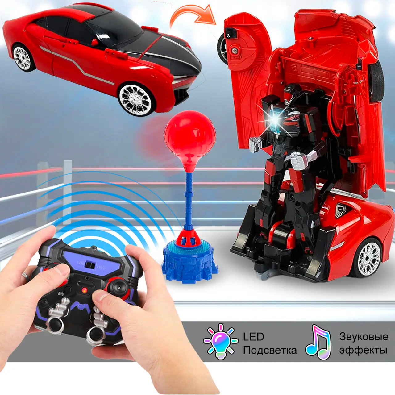 JiaQi Радиоуправляемый робот-трансформер-боксер JiaQi (спортивная машина) - TT686-S