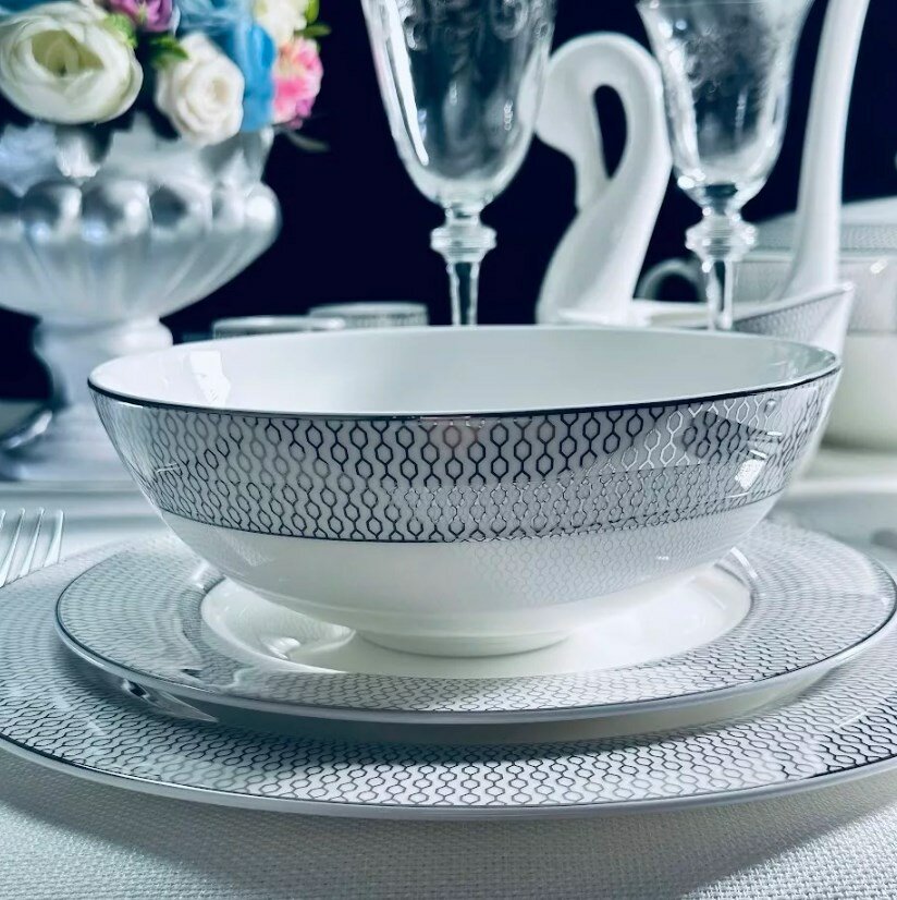Набор из 6 салатников 18см севилья серебро Костяной фарфор 145-564 118-145-564