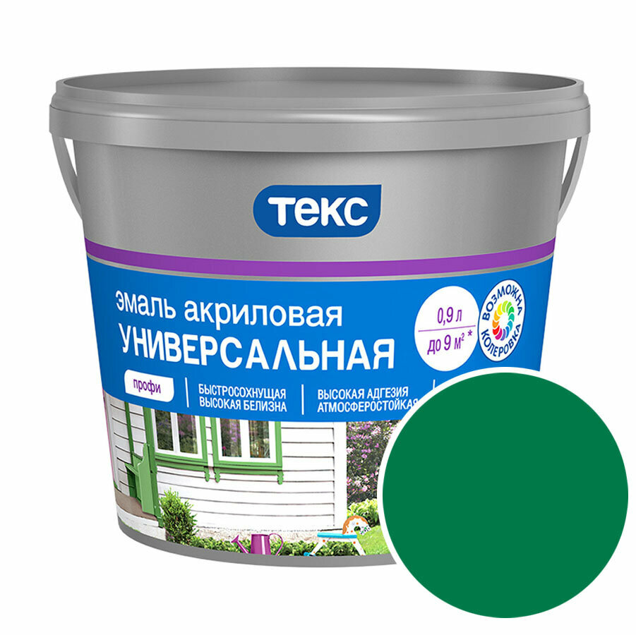 Эмаль универсальная акриловая глянцевая Текс Профи RAL 6029 (Мятно-зеленый - Mint green) 0,9 л