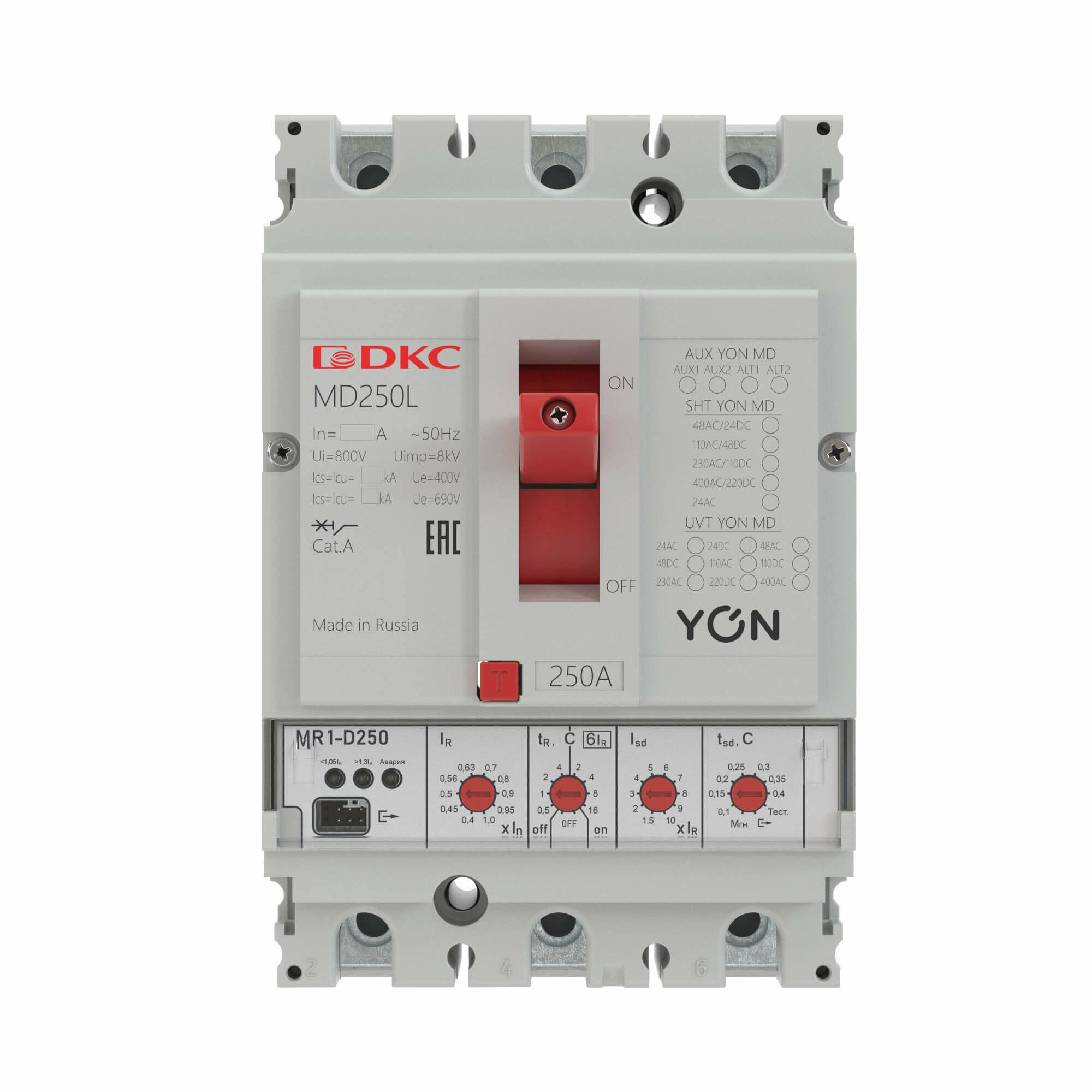 DKC YON pro Автоматический выключатель MD250H-MR1 3P 250А 65kA Ir 0.4…1xIn Isd 1.5…10xIn, MD250H-MR1