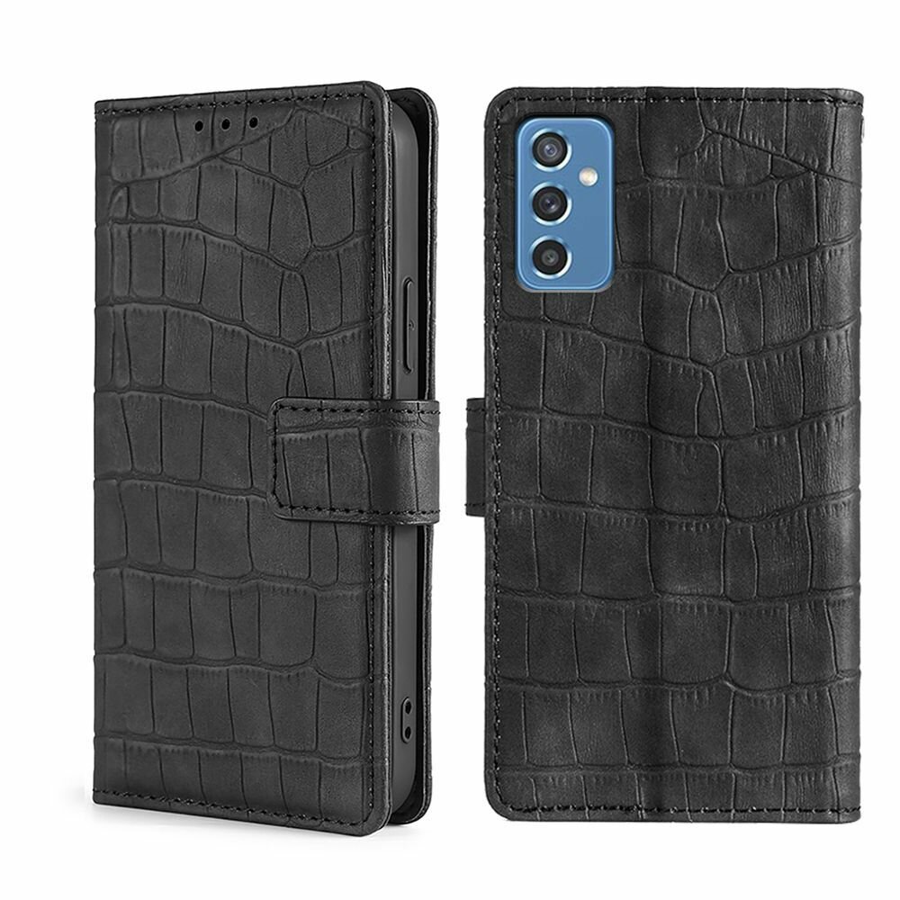 Чехол-книжка MyPads для Samsung Galaxy M52 5G (SM-M526) / Самсунг М52 черный крокодиловая кожа