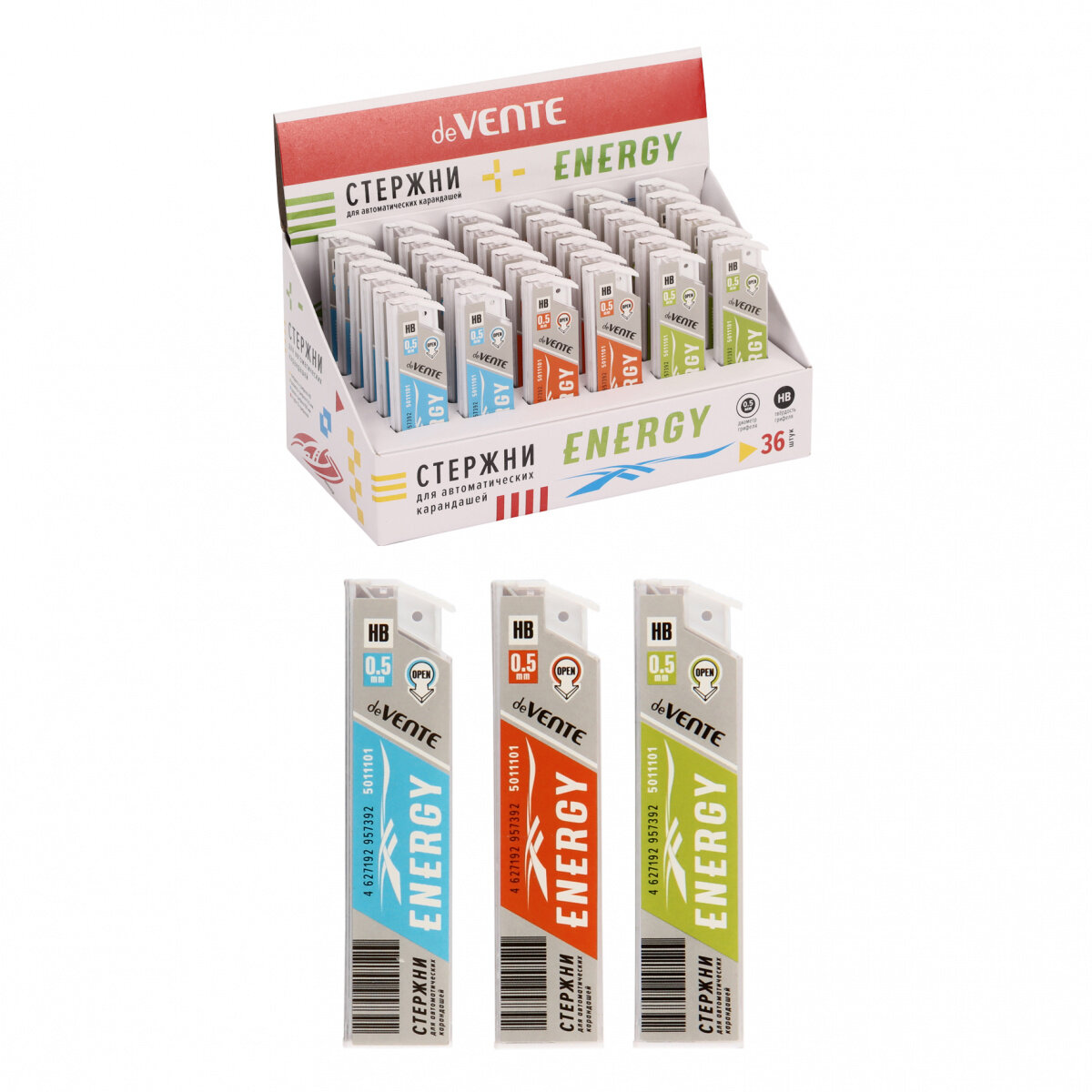 Грифели для механических карандашей 0.5мм HB "Energy"