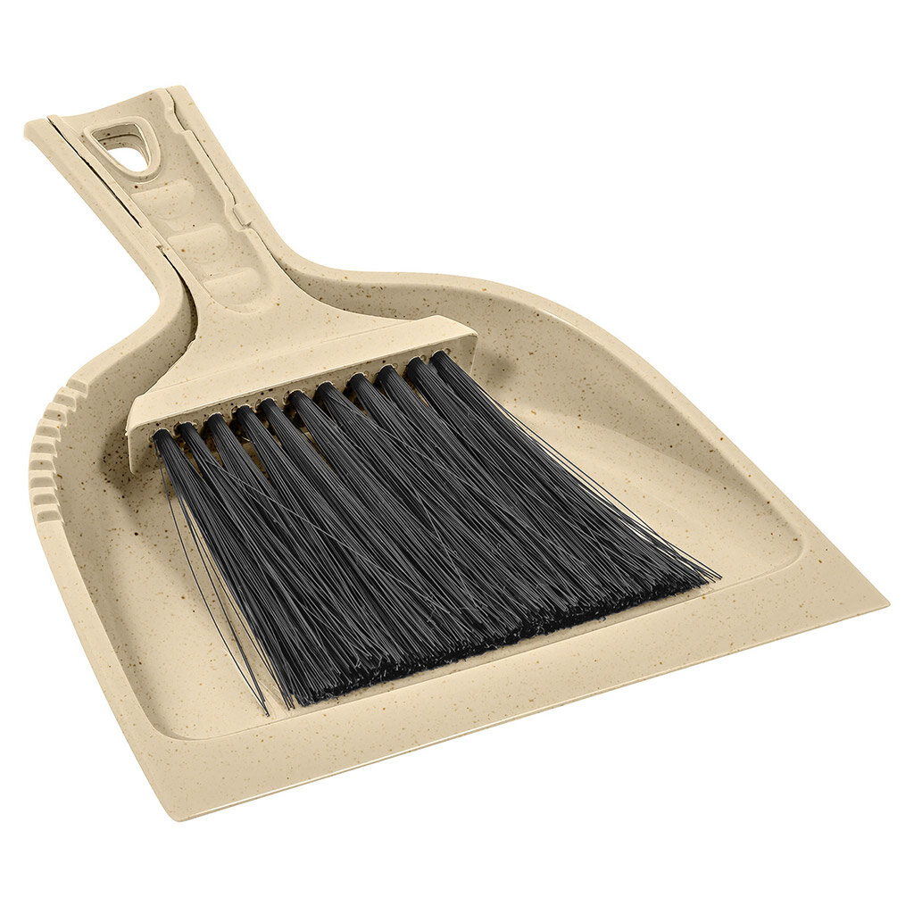 Щетка-сметка с совком мини (набор) бежевый. Ширина совка 15 см, щетка 9 см