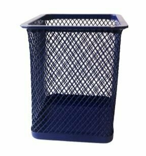 Стакан канцелярский квадратный , металлический 70/95 (синий)