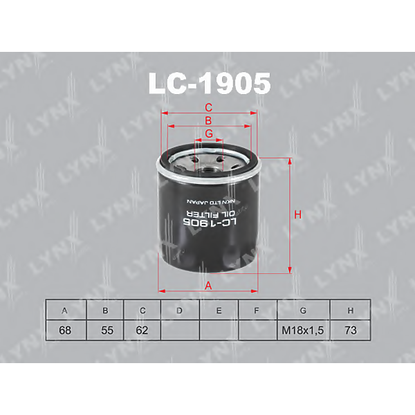 LYNXAUTO lc-1905 (10W0W02 / 25181616 / 96475855) фильтр масляный Chevrolet (Шевроле) aveo 1.2 08 / spark 0.8-1.2 05