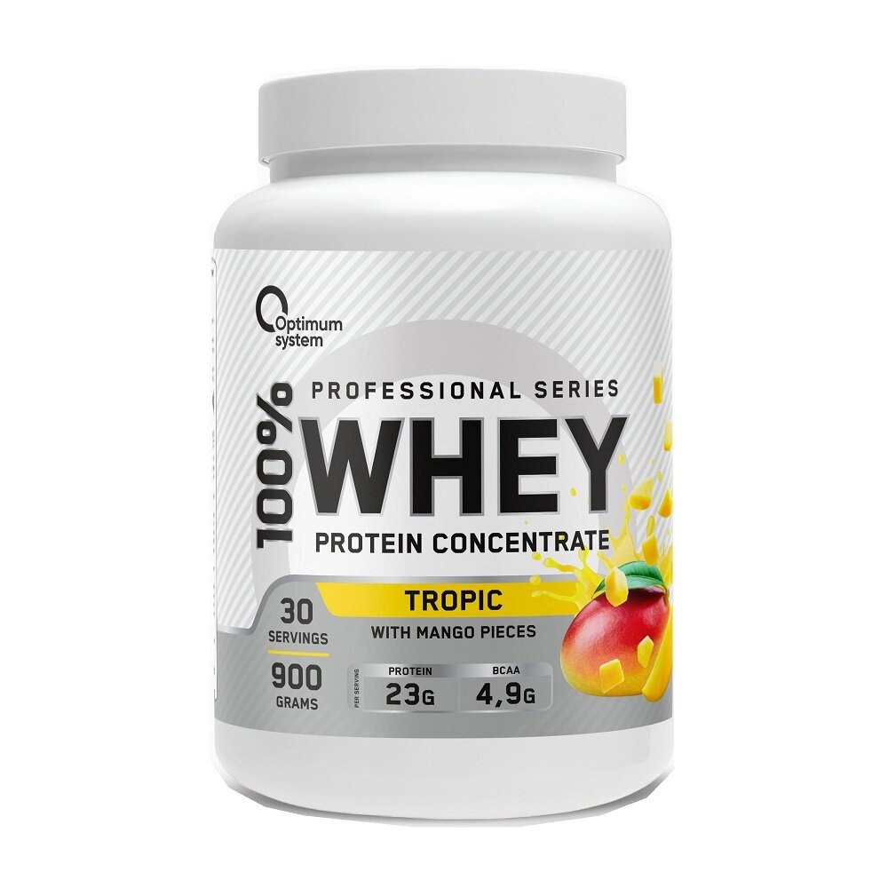 Сывороточный протеин 100% Whey Protein 900 гр (Optimum System) Тропические фрукты
