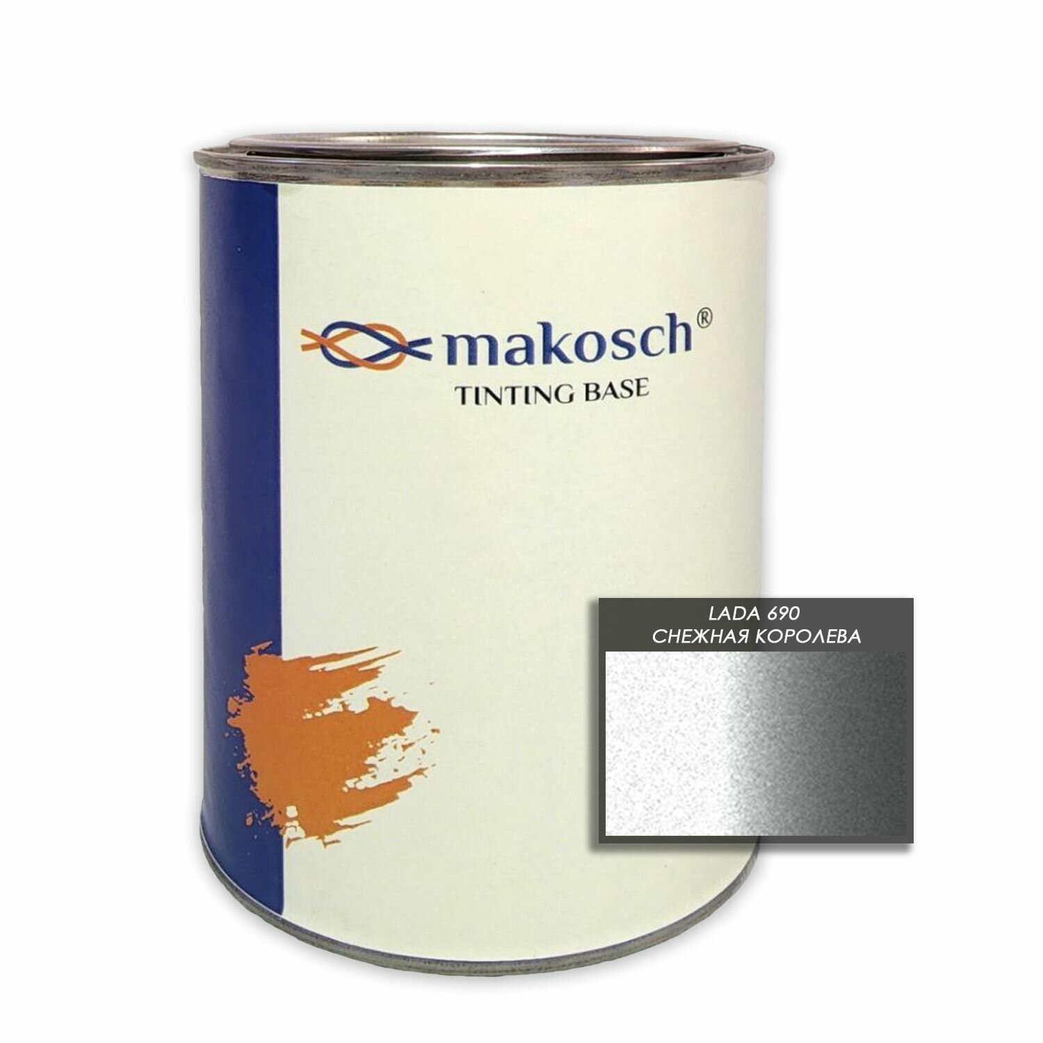 Автоэмаль алкидная Makosch / Базовая эмаль Серебристая LADA 690 - Снежная королева 800 мл.
