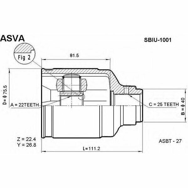Ремкомплект шруса внутренний для автомобиля Subaru, ASVA SBIU-1001 (1 шт.)
