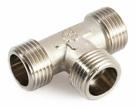 Тройник 1"-1"-1", General Fittings 2700 10, резьба-резьба наружная, латунь (никель)