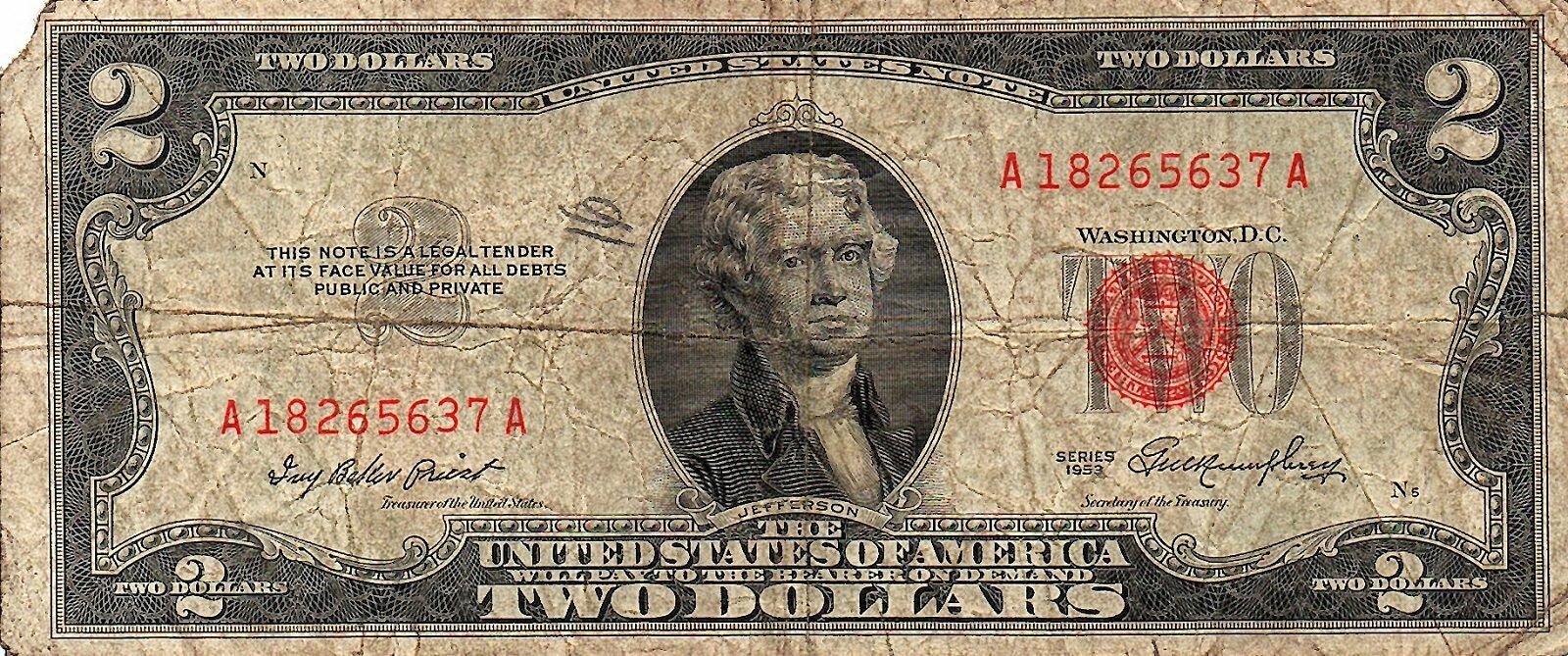 2 доллара 1953 год США 18265637