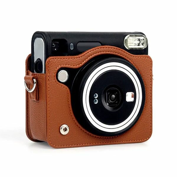 Чехол для фотоаппарата Fujifilm Instax Square SQ40, искусственная кожа, коричневый — фото 1