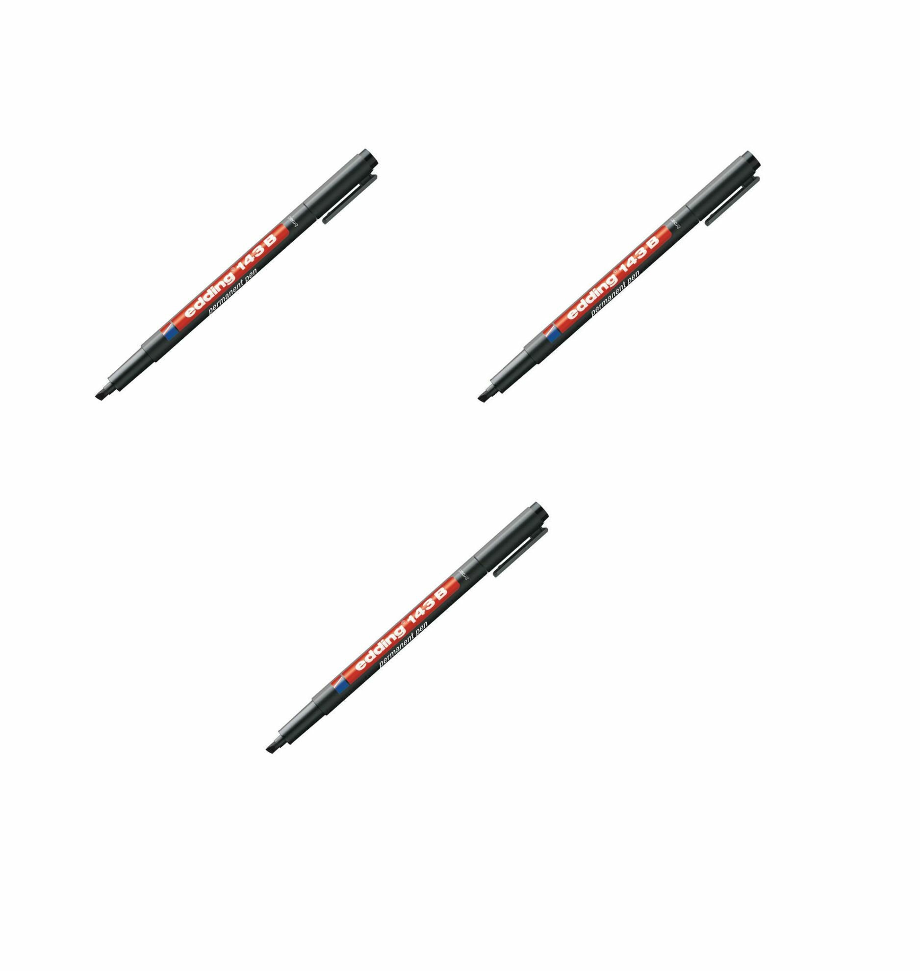 Edding Маркер для глянцевых поверхностей, черный 1-3мм перманент, 3 уп