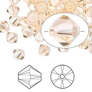 Бусина Swarovski, 6мм, Биконус (#5328), персиковый (цвет 362), 10 шт.