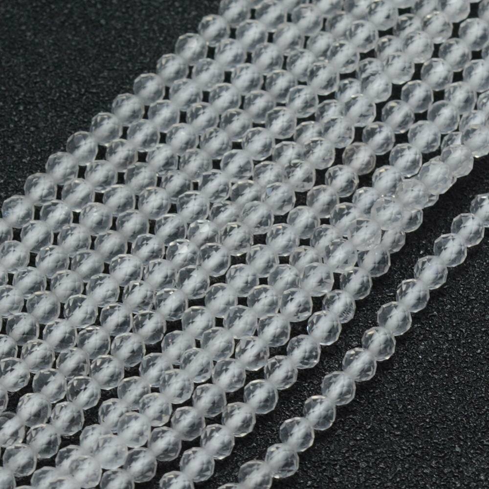 Бусины каменные, горный хрусталь, граненый, 2-2.5мм, 160-180 шт, низка