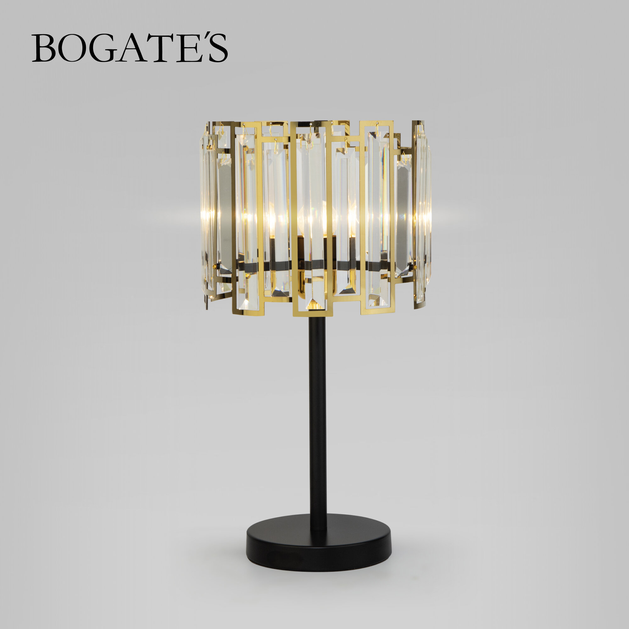 Настольная лампа / Светильник настольный Bogate's Cella 01148/1, E14, цвет черный/золото/прозрачный хрусталь Strotskis