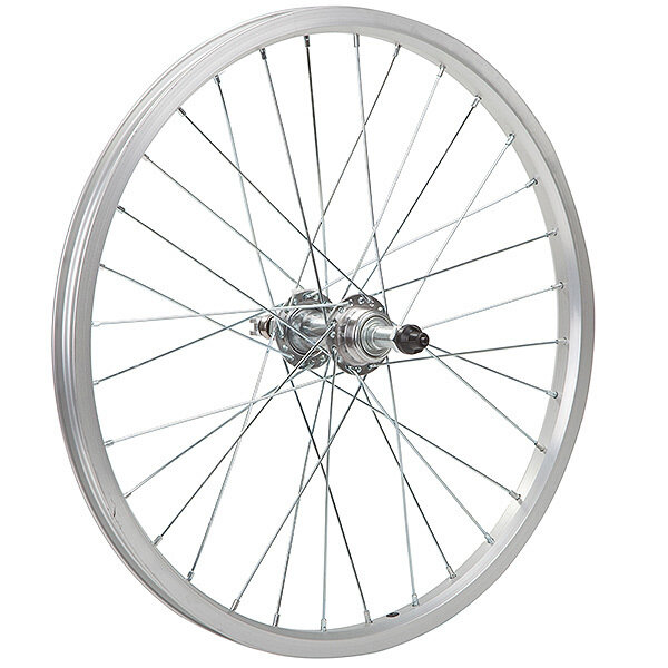 Колесо 20" заднее, одностенный обод 32 отверстия , втулка SF-A09R сталь под трещотку 6-8 скоростей, под v-brake