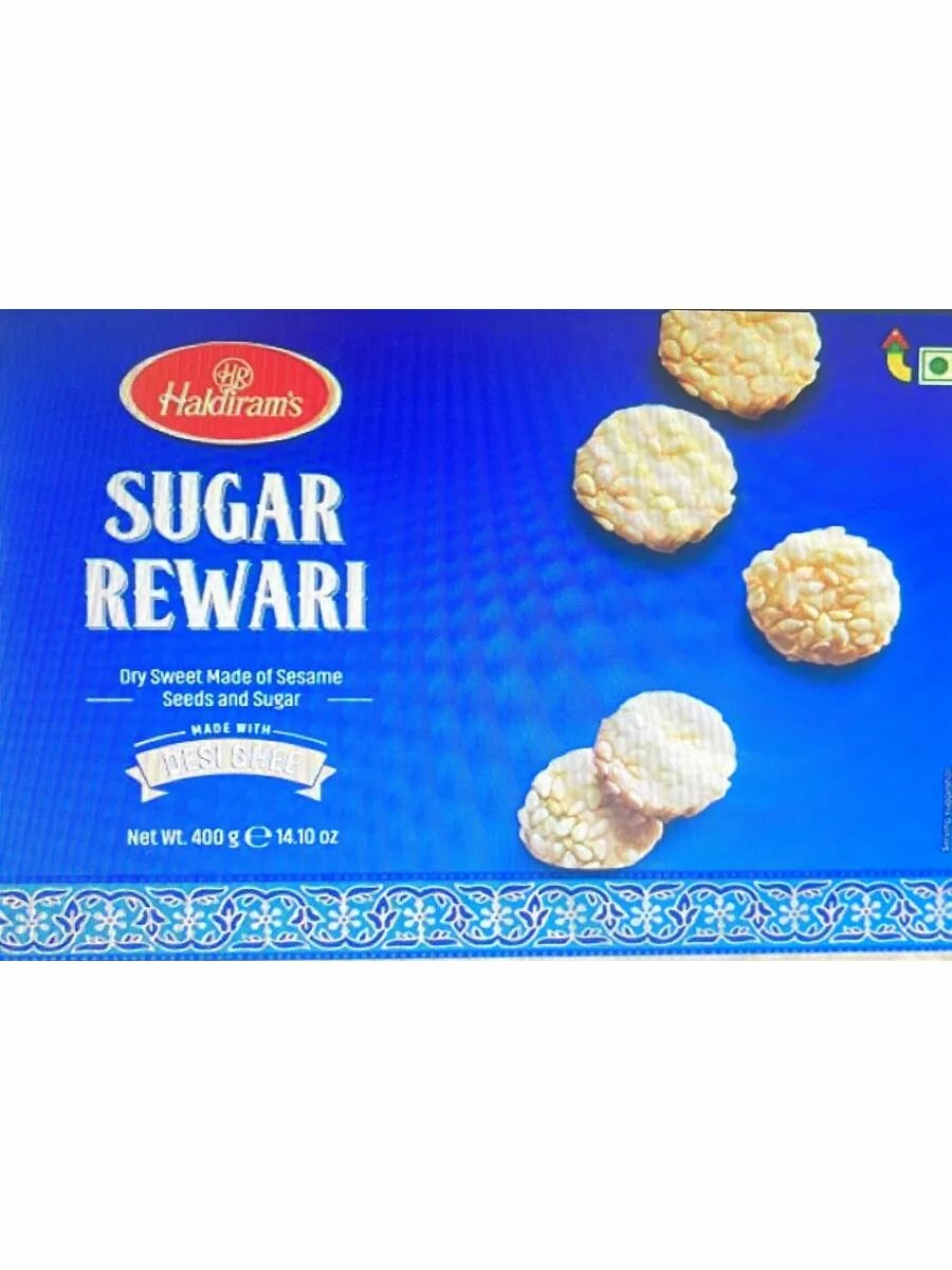 Сахарный ревари (SUGAR REWARI) Сухие сладости из сахара в семенах кунжута, 400 г