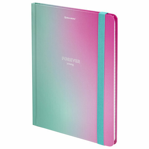 Блокнот с резинкой в клетку 96 л, А5 (145х203 мм), твердая обложка с фольгой, BRAUBERG, "Градиент", 113732