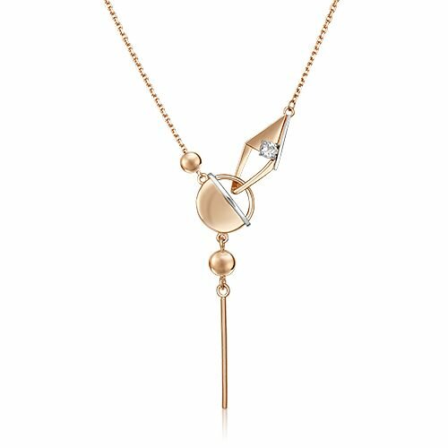 Колье, комбинированное золото, 585 проба, родирование, топаз