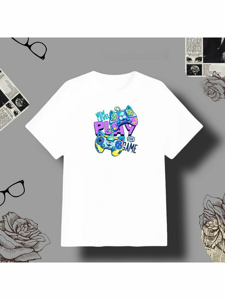Футболка с надписью игрок play джойстик