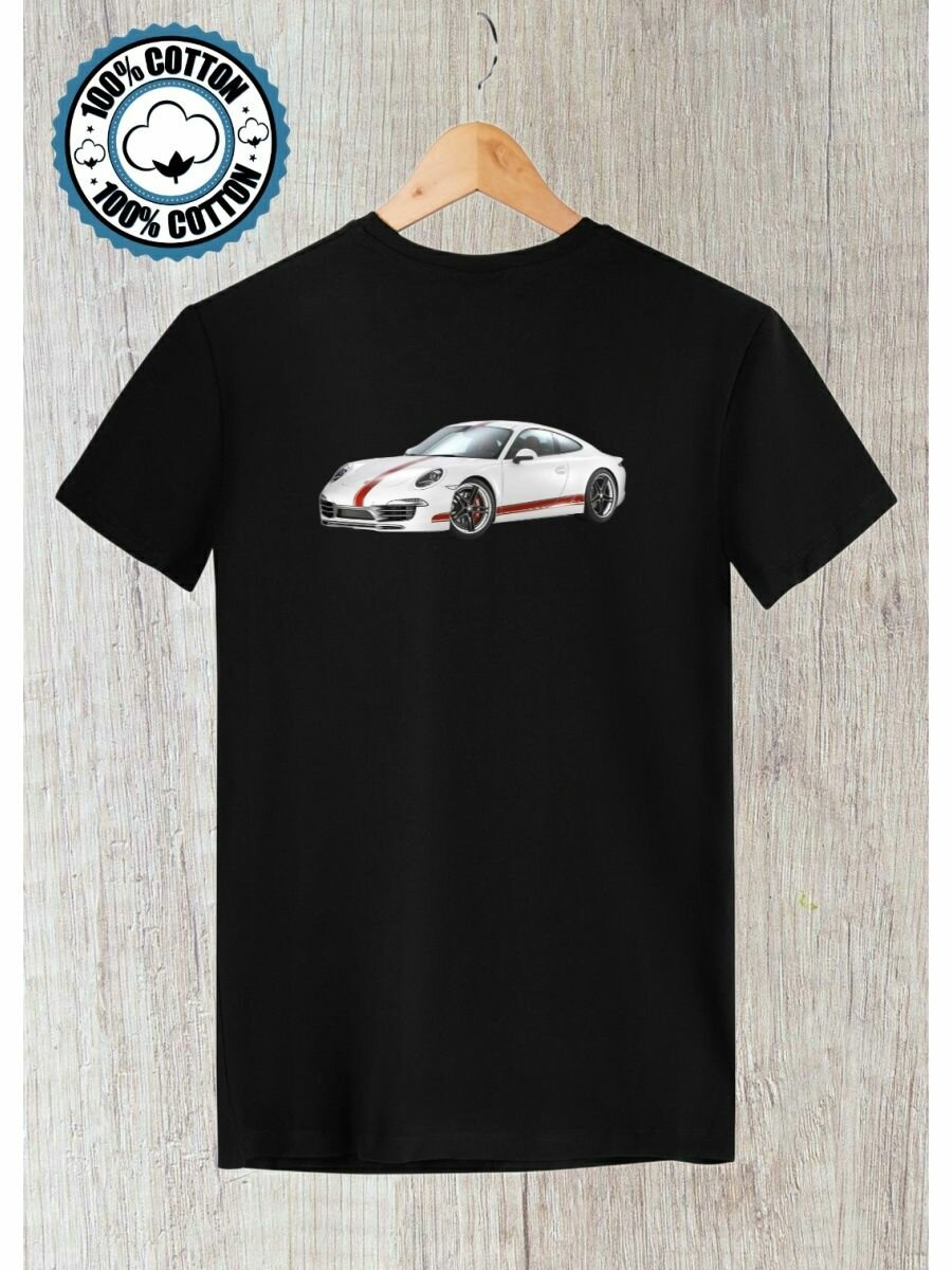 Футболка porsche порше автомобиль белый с красным