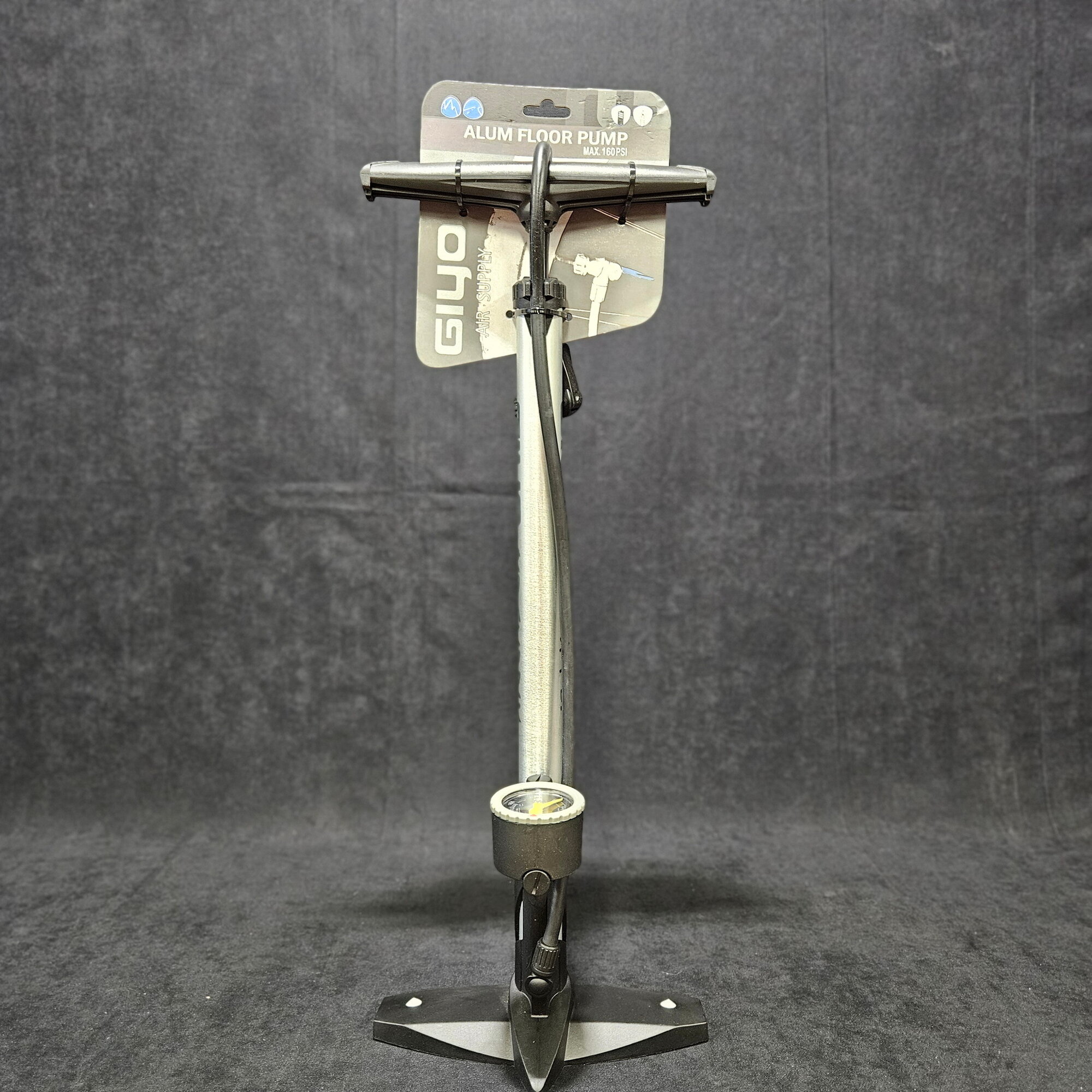 Насос напольный GIYO GF-31P, с точным механическим манометром, алюминиевый корпус из сплава 6063, 160 psi, серебристый