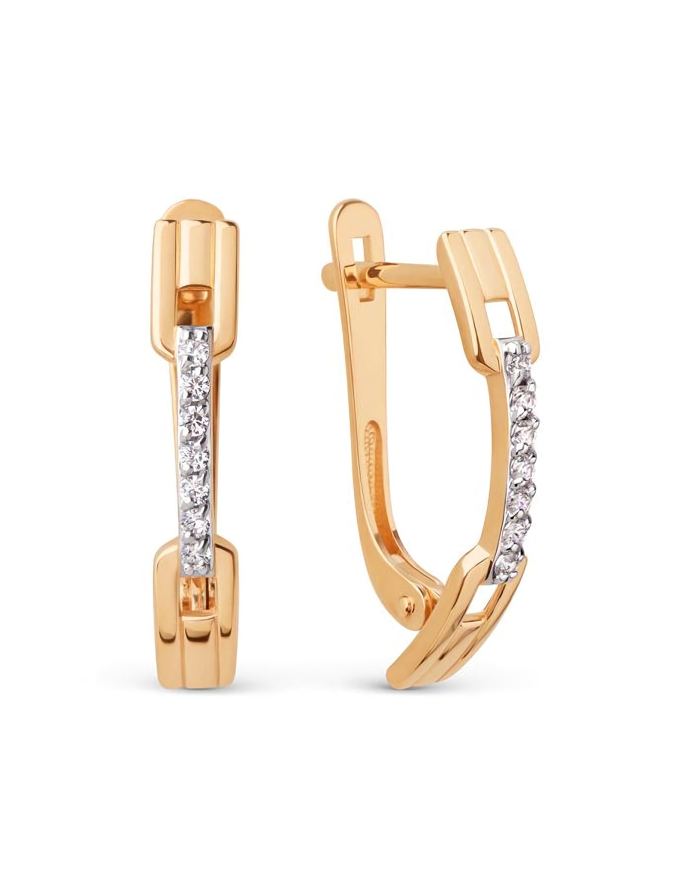Серьги, красное золото, 585 проба, фианит