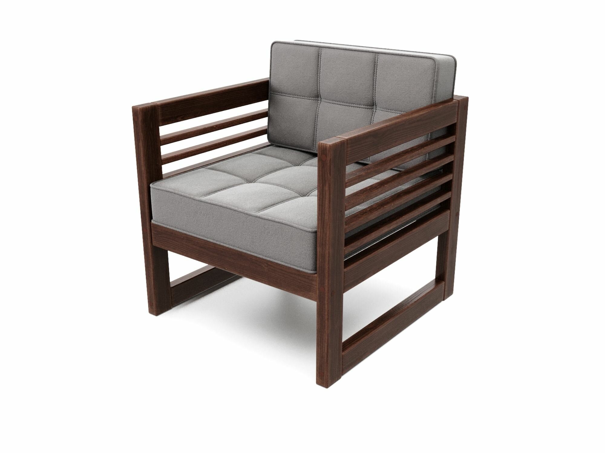 Садовое кресло Arsko Сега-С, серый-орех, велюр, массив дерева, с подлокотниками, садовое, на дачу, скандинавский лофт