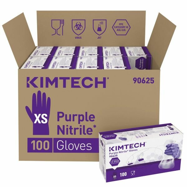 Нитриловые перчатки Kimtech Purple Nitrile 24см фиолетовые (1000 штук) размер XS