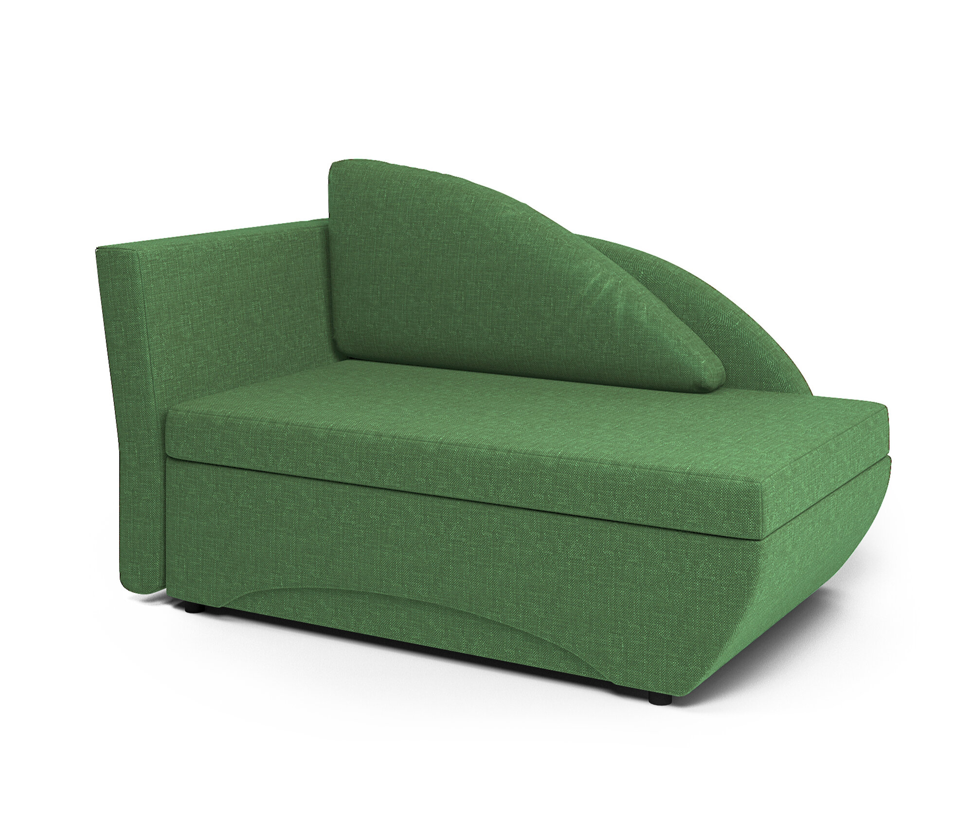 Диван кушетка Трио раскладной механизм 152х87х82 см, с ящиком, левый рогожка зеленый