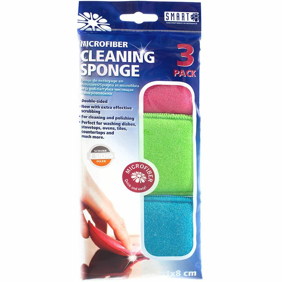 Губки Smart Microfiber System, универсальные, двусторонние, 3шт