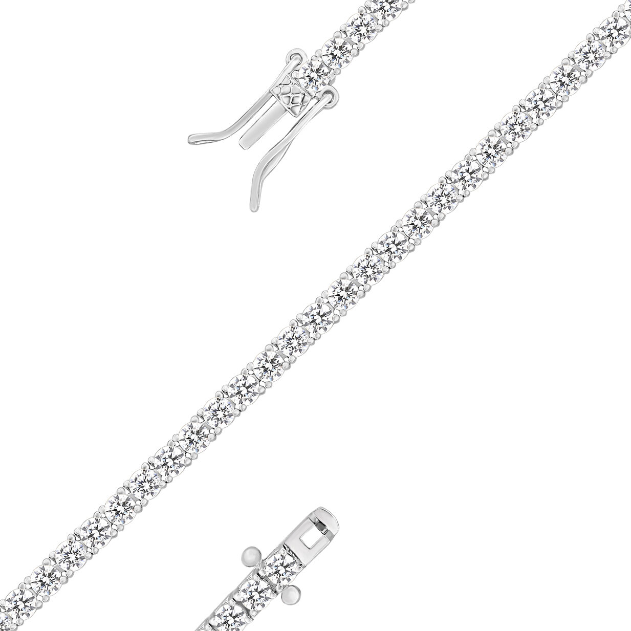 Браслет, серебро, 925 проба, фианит