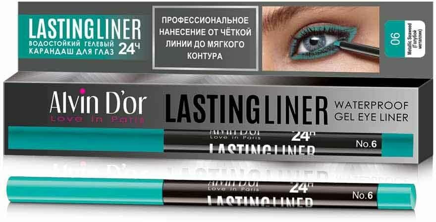 Карандаш для глаз гелевый Alvin Dor LASTINGLINER тон 06 голубой металлик