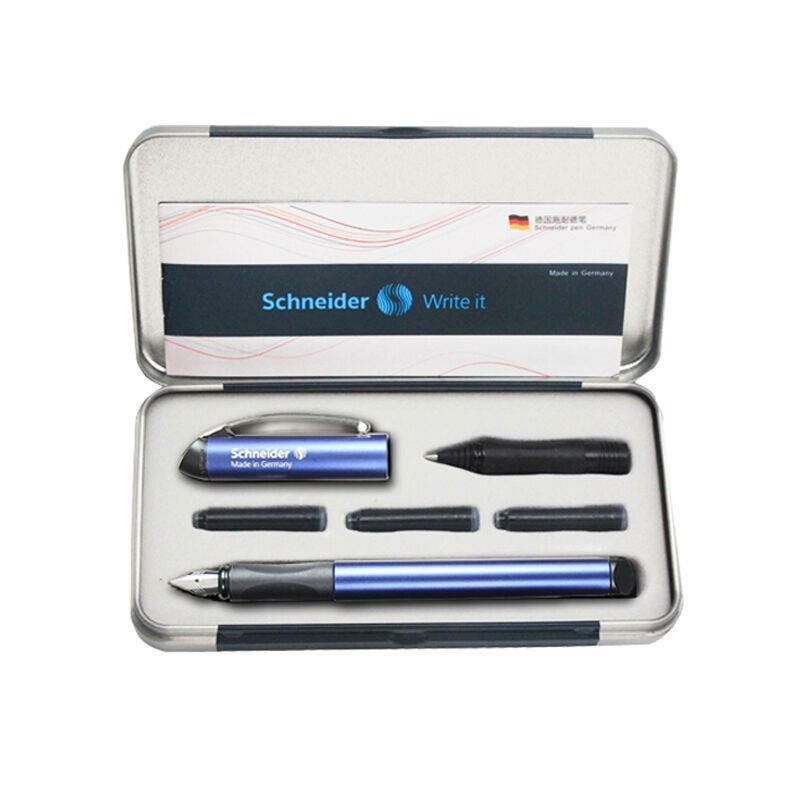 Подарочный набор Schneider BK600, синие, 3 ручки, чехол, в железной коробке
