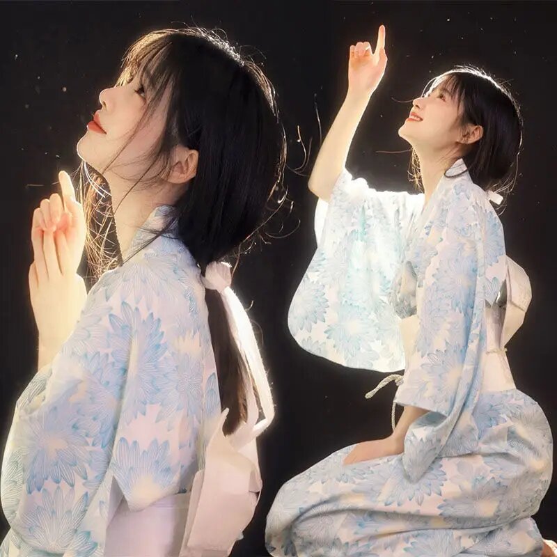 Женское японское кимоно ODFVEBX Светло-голубой, 14