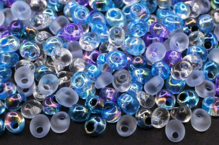 Бисер японский MIYUKI Magatama 4мм MIX11 Карибское море, микс Caribbean Blue, 10 грамм
