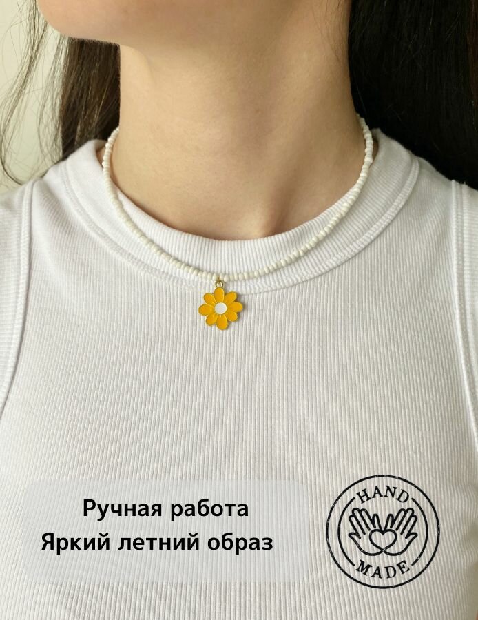 Колье, эмаль, металл, бисер