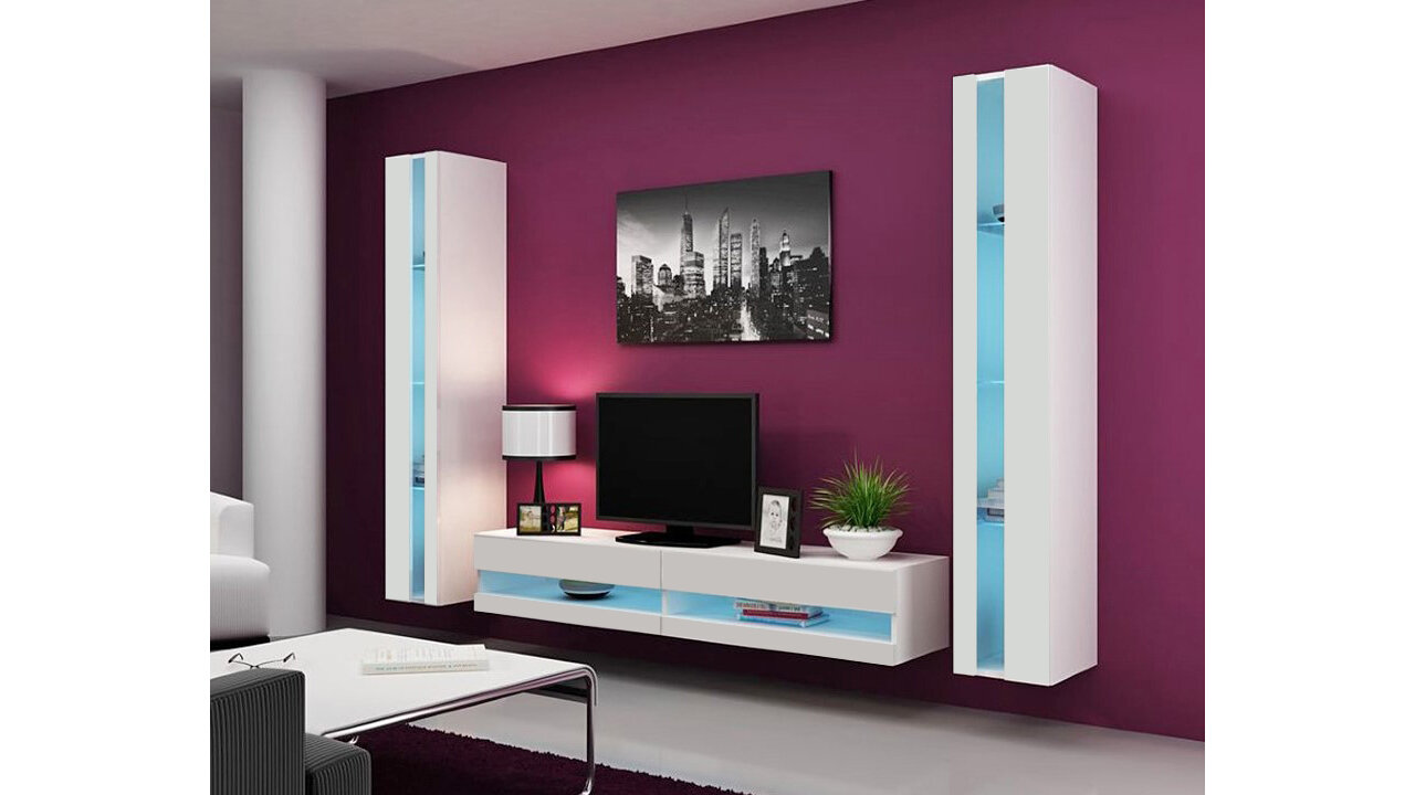 Гостиная Виго нью 3 Белый Фасадный 0101 NEW 260x42x180 см, GOODFORM