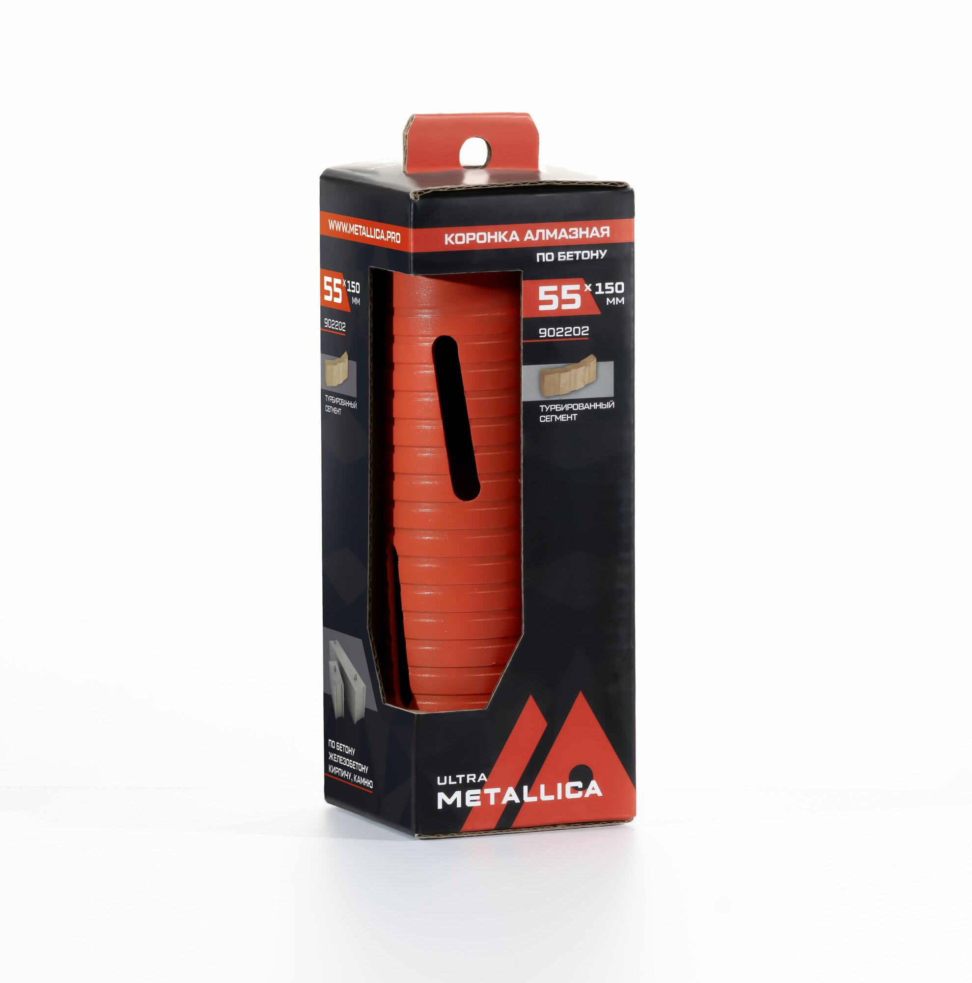 Коронка алмазная сегментная удлин. METALLICA Ultra 55x150 мм, М16, без хвостовика, по бетону