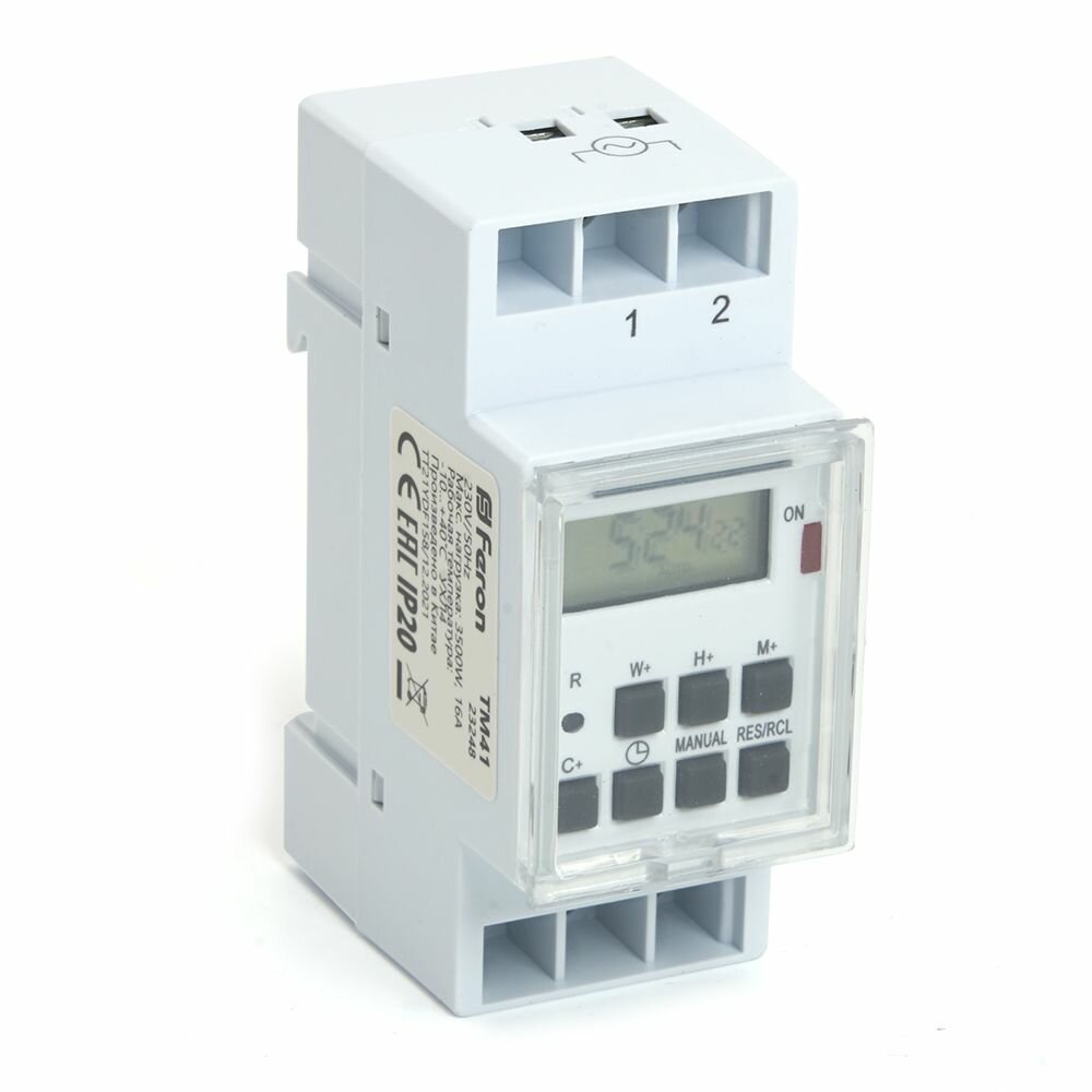 Электронный таймер реле времени с мощностью 3500W/16A, белый, Feron TM41 артикул 23248