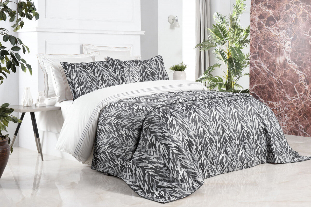 Хлопковое покрывало с наволочками Y 884 Bengal v2 Sarev (серый), 250x260
