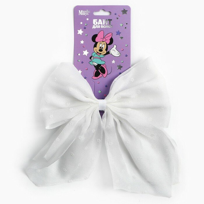 Disney Бант для волос на резинке школьный, белый, 18х15 см, Минни Маус