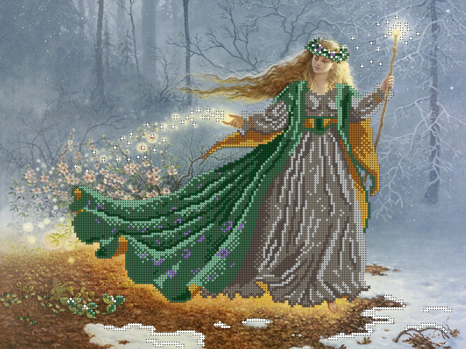 "Фея Весна" - канва с рисунком для частичного вышивания бисером от бренда Astrea