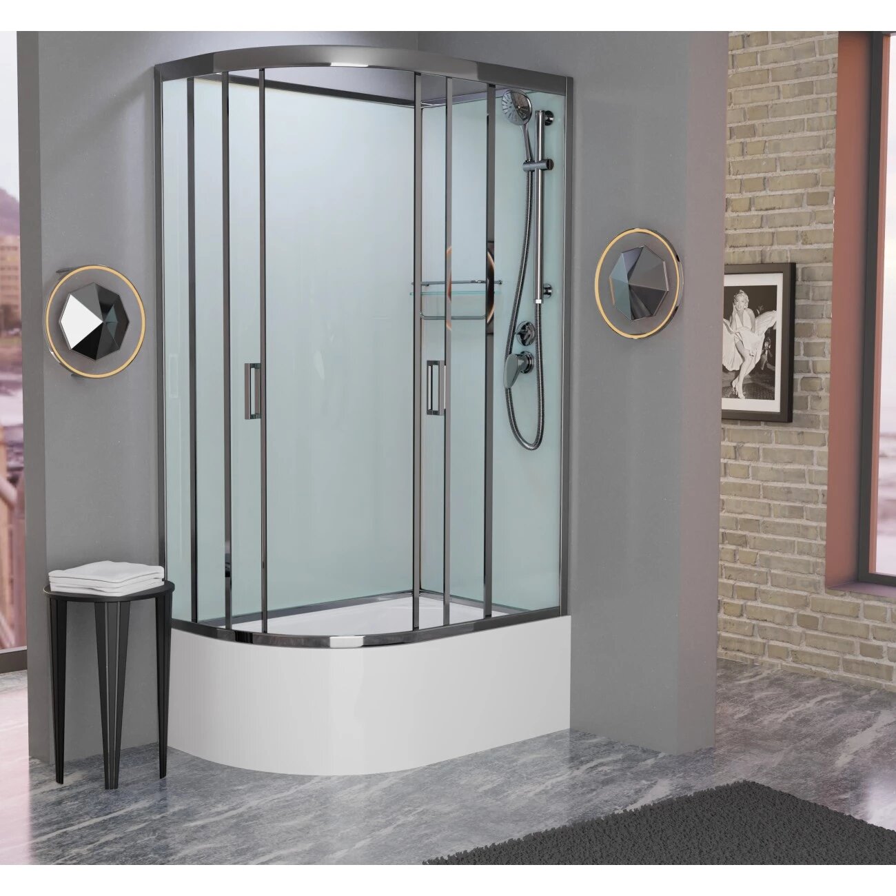 Душевая кабина Frank F412/2R М Brilliant 120x80 без крыши 20109