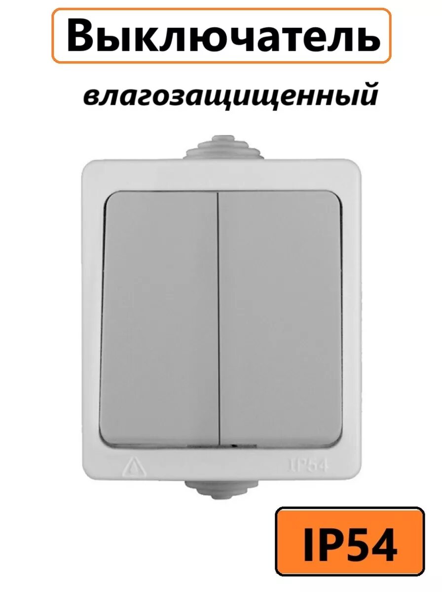 Выключатель двухклавишный влагозащищенный уличный