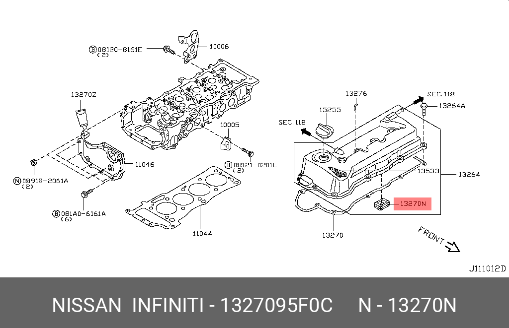 Прокладка крышки клапанов Nissan 13270-95F0C