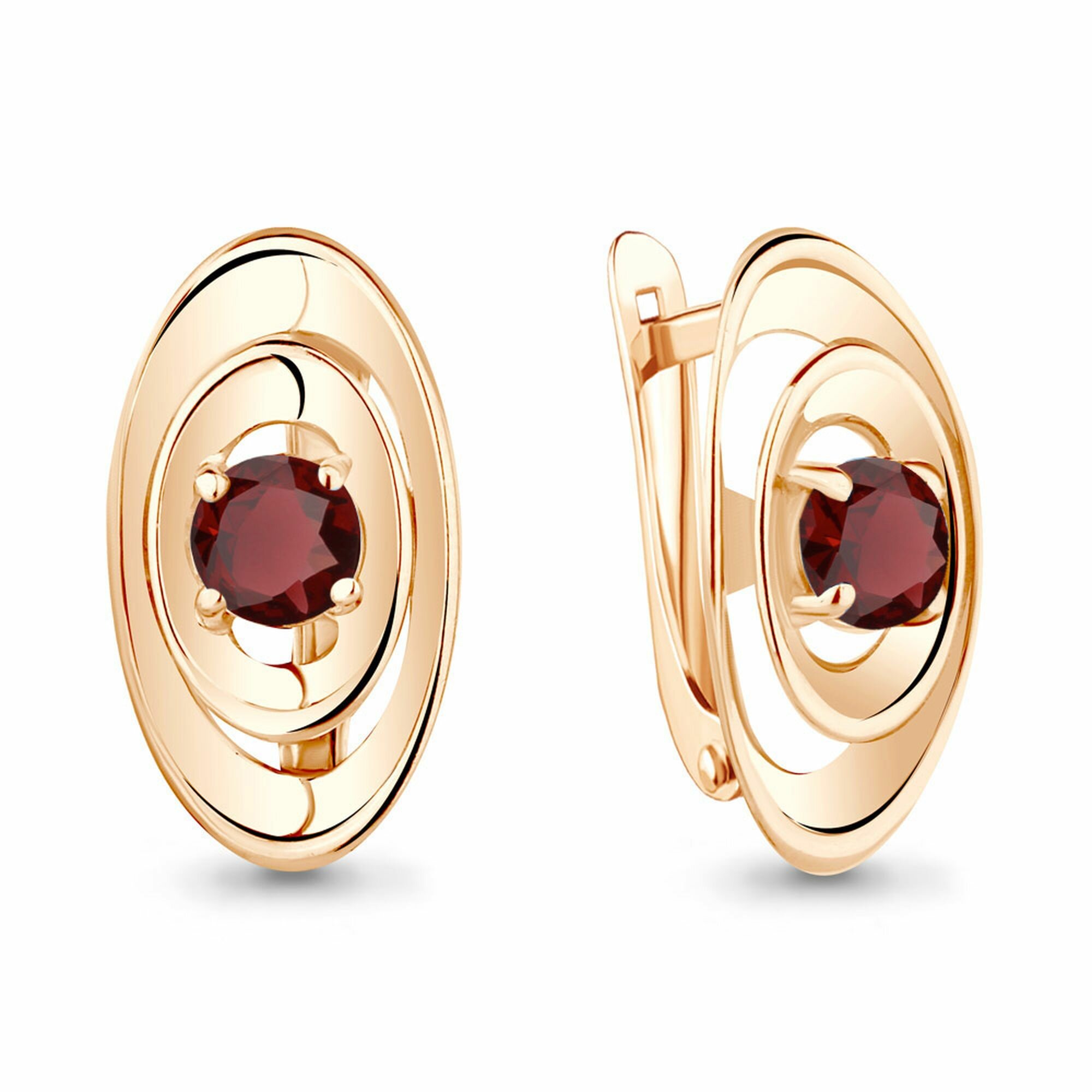 Серьги, серебро, 925 проба, золочение, гранат