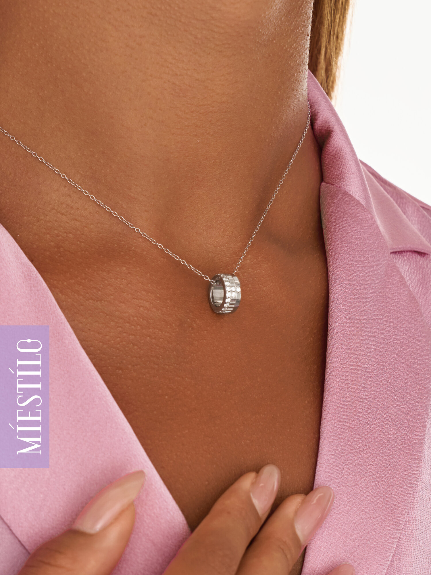 Колье, серебро, 925 проба, родирование, фианит