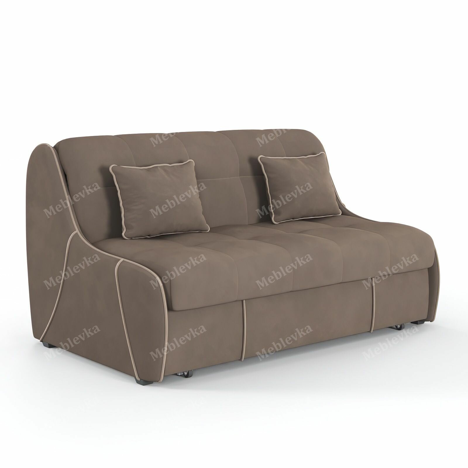 Meblevka Диван-кровать аккордеон Рио / Диван раскладной прямой Рио, 150х107х90, велюр BINGO VISION кант BINGO SAND